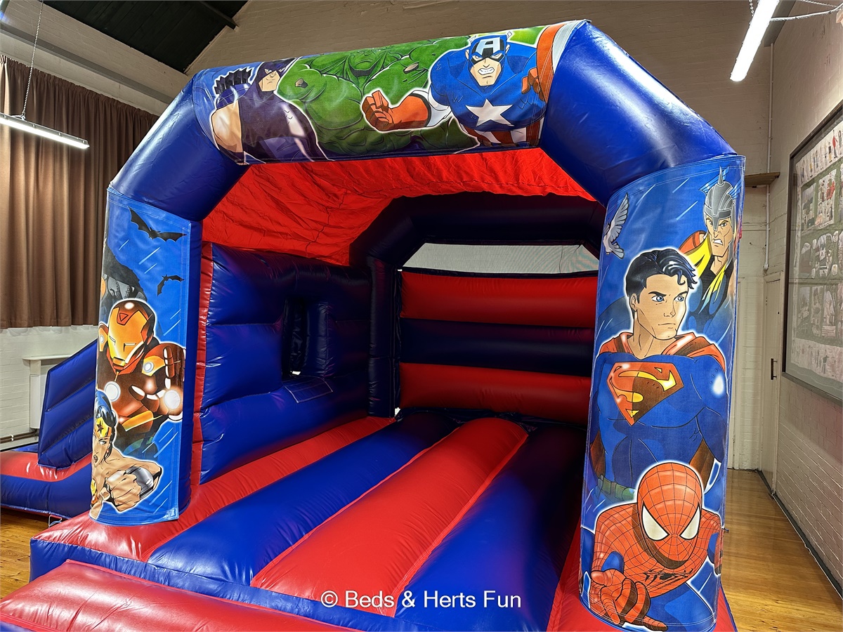 Superhero Side Slide Blue - Bouncy Castle & Softplay Hire in Parts of ...